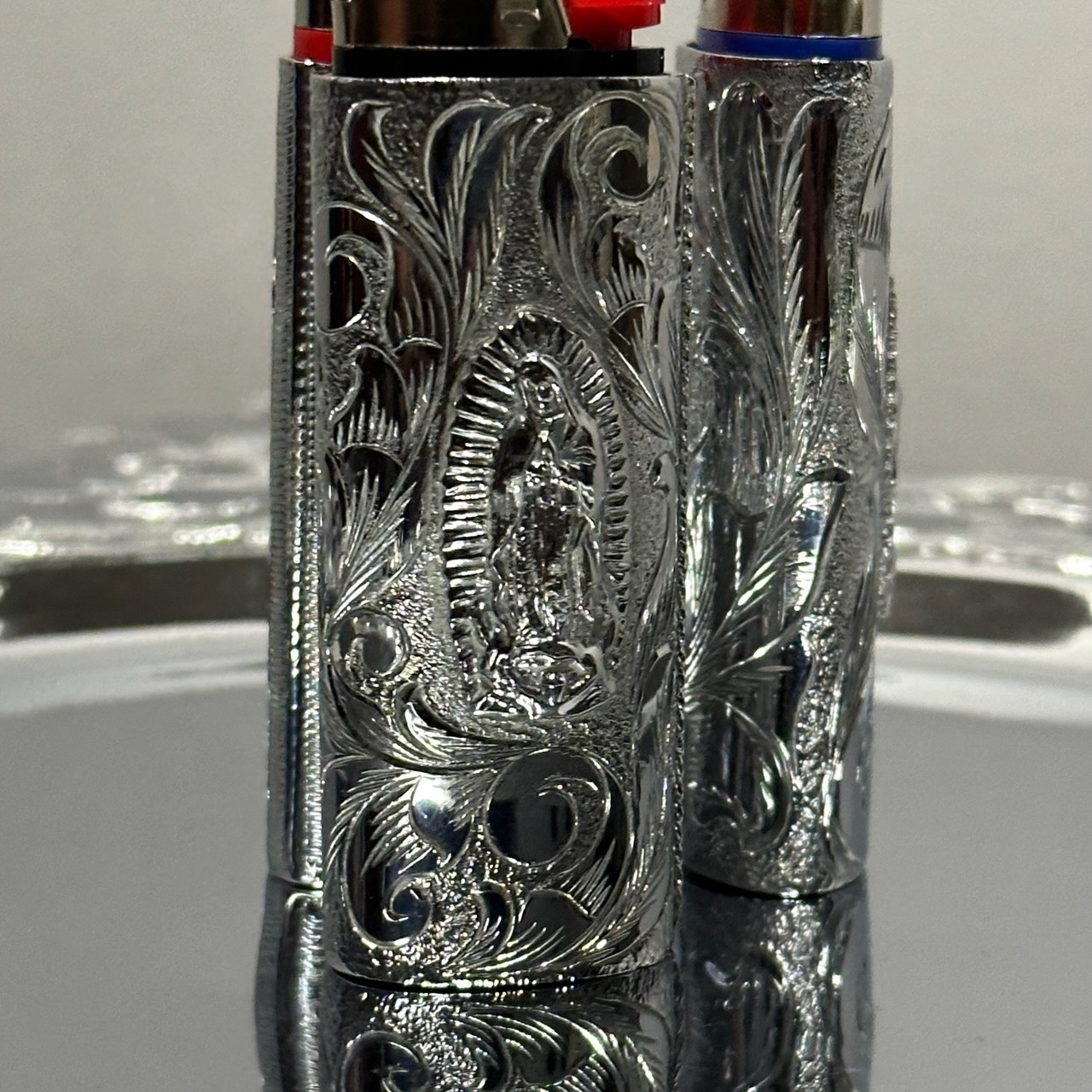 Artisan Hand Engraved Virgen/San Judas Lighter Sleeve - Artisan Dealer