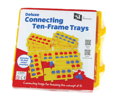 Deluxe Connecting Ten Frame Trays with Counters, Set of 4 | SCIEDCO Canada