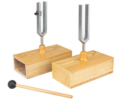 Tuning Forks, Steel, 440 Hz, on Resonance Boxes, with Mallet and Tuning ...