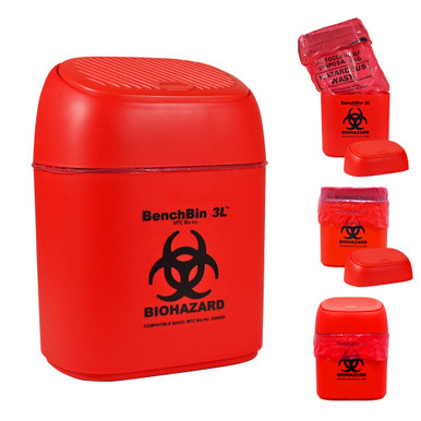 BenchBin 3L™ Benchtop Biohazard Bin, 3 Liter Capacity, with Spring ...