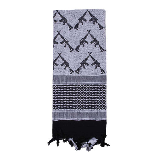 Lightweight Shemagh Tactical Scarf - White/Guns - ROCKSTAR Tactical Systems