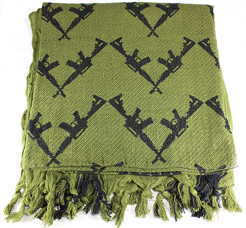 Lightweight Shemagh Tactical Scarf - OD/Guns - ROCKSTAR Tactical Systems