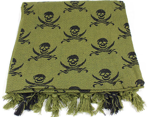Lightweight Shemagh Tactical Scarf - OD/Skulls - ROCKSTAR Tactical Systems