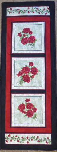 Red Roses Table Runner 18x47 Handmade and Quilted Cotton Fabric