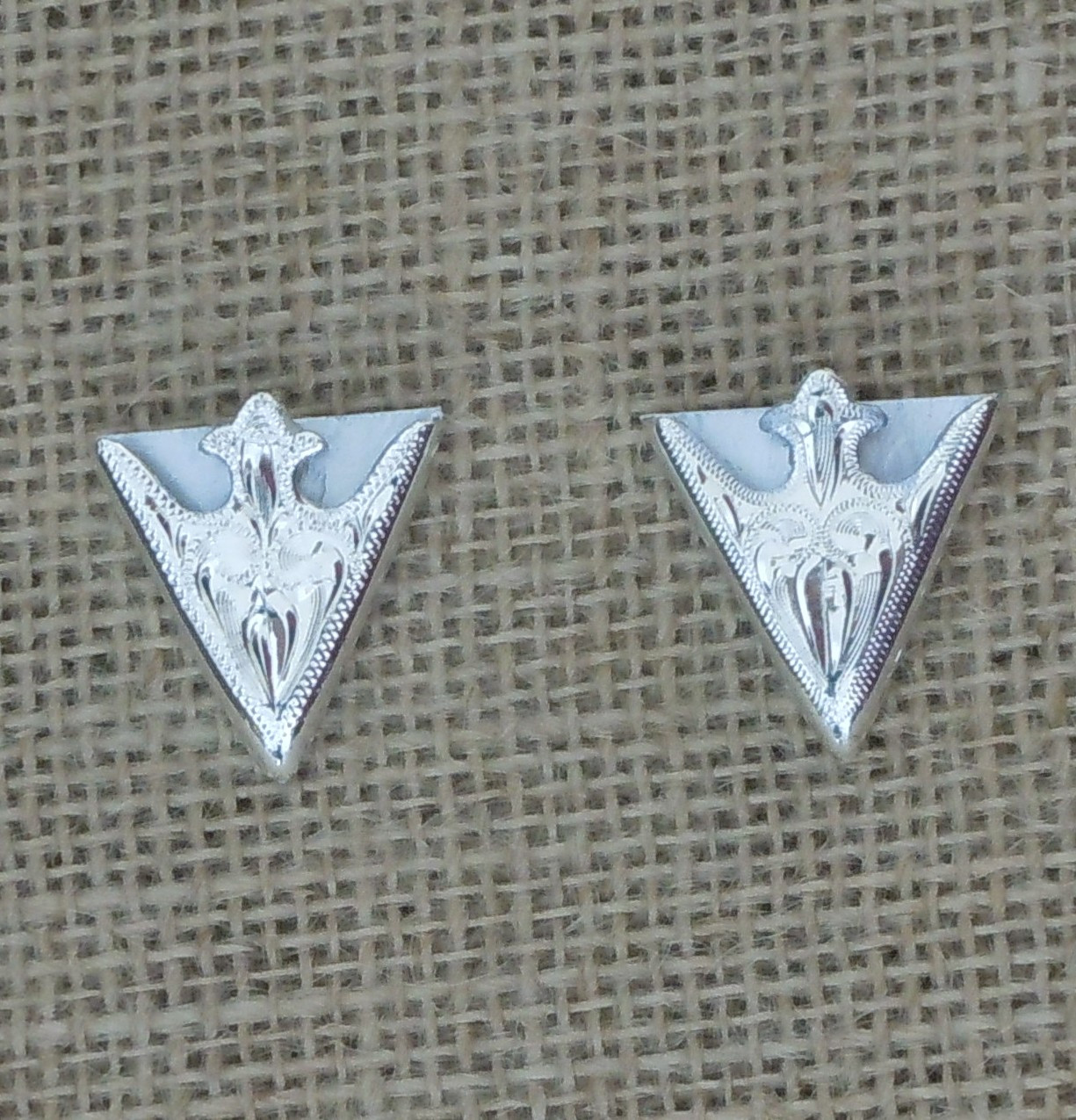 CTP Large Silver Etched Collar Tips - Brantleys Western & Casual Wear