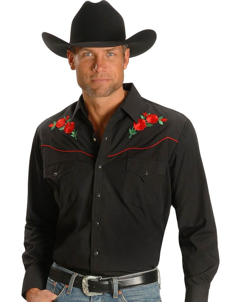 3901-89 Black with Red Rose Matching Shirt - Brantleys Western & Casual ...