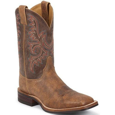 BR372 Mens Justin Bent Rail Western Boot Square Toe Old Map - Brantleys ...