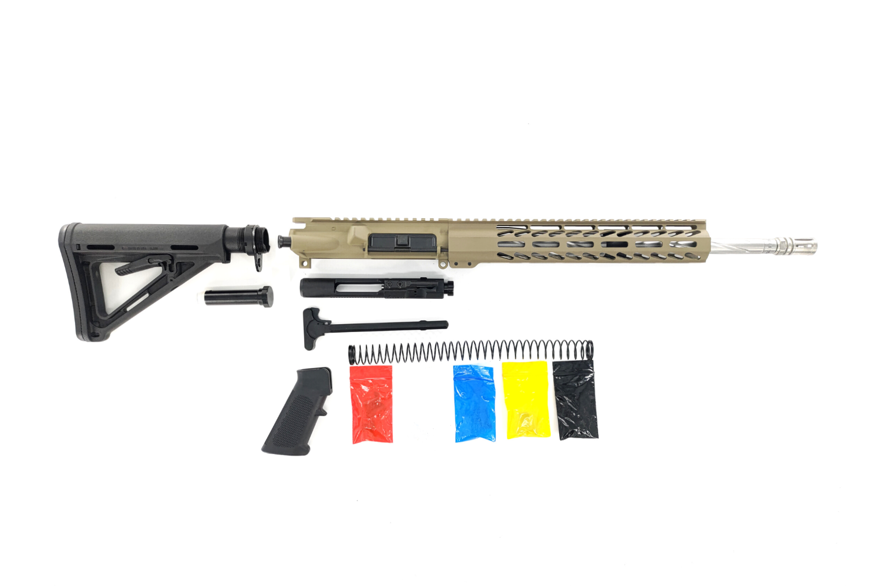 AR-15 Rifle Kit FDE 16″ Spiral Fluted Barrel 12″ Handguard