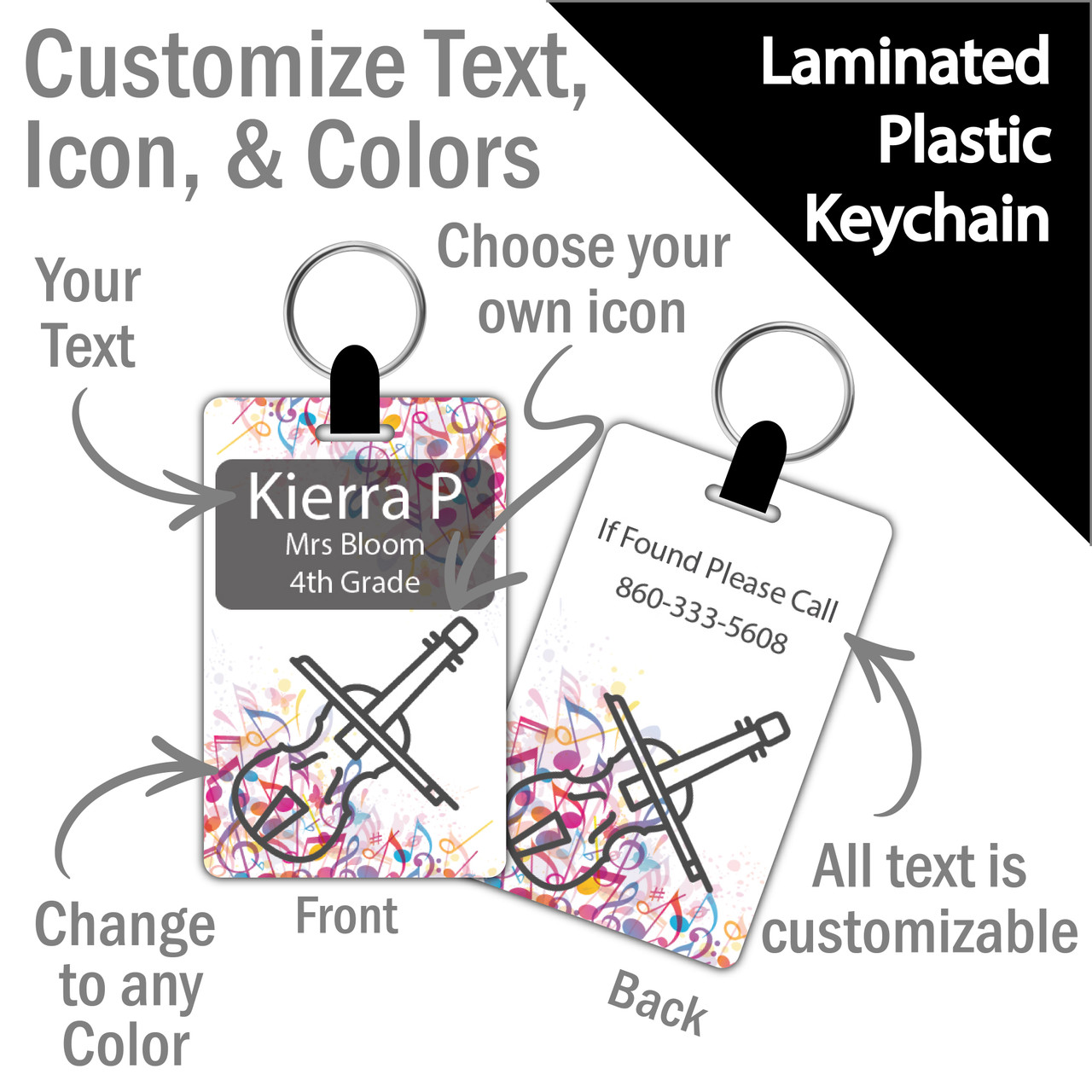 Custom Instrument Keychain ID Tag - WeHa Print