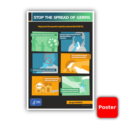 Stop the Spread of Germs CDC 12"x18" Poster - Scrub Pocket