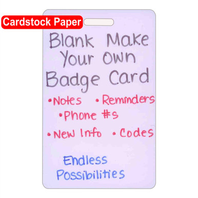 Blank Cardstock Writable Badge Card 20pk - Scrub Pocket