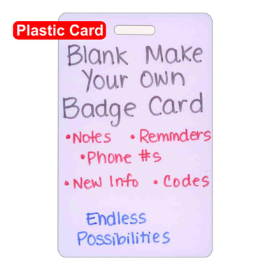 Blank Plastic Writable Badge Card - Scrub Pocket