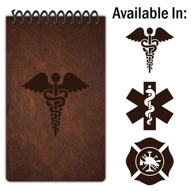 Brown Leather Pattern w/ Icon Heavy Duty 3x5 Notepad - Scrub Pocket
