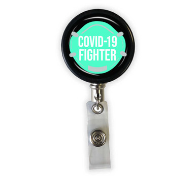 COVID-19 Fighter Heavy Duty Steel Cord Badge Reel - Scrub Pocket