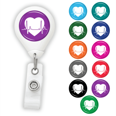 Heart EKG Badge Reel - Scrub Pocket