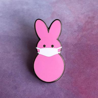 Pink Peep with Mask Pin - Scrub Pocket