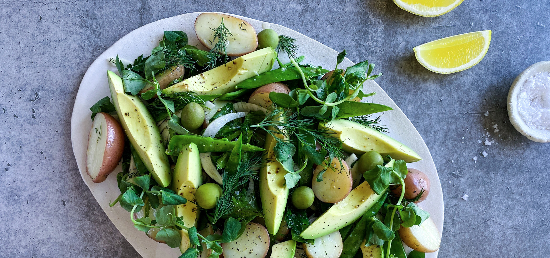 Delcado Avocado, Potato & Snow Pea Salad - Global Knives Australia
