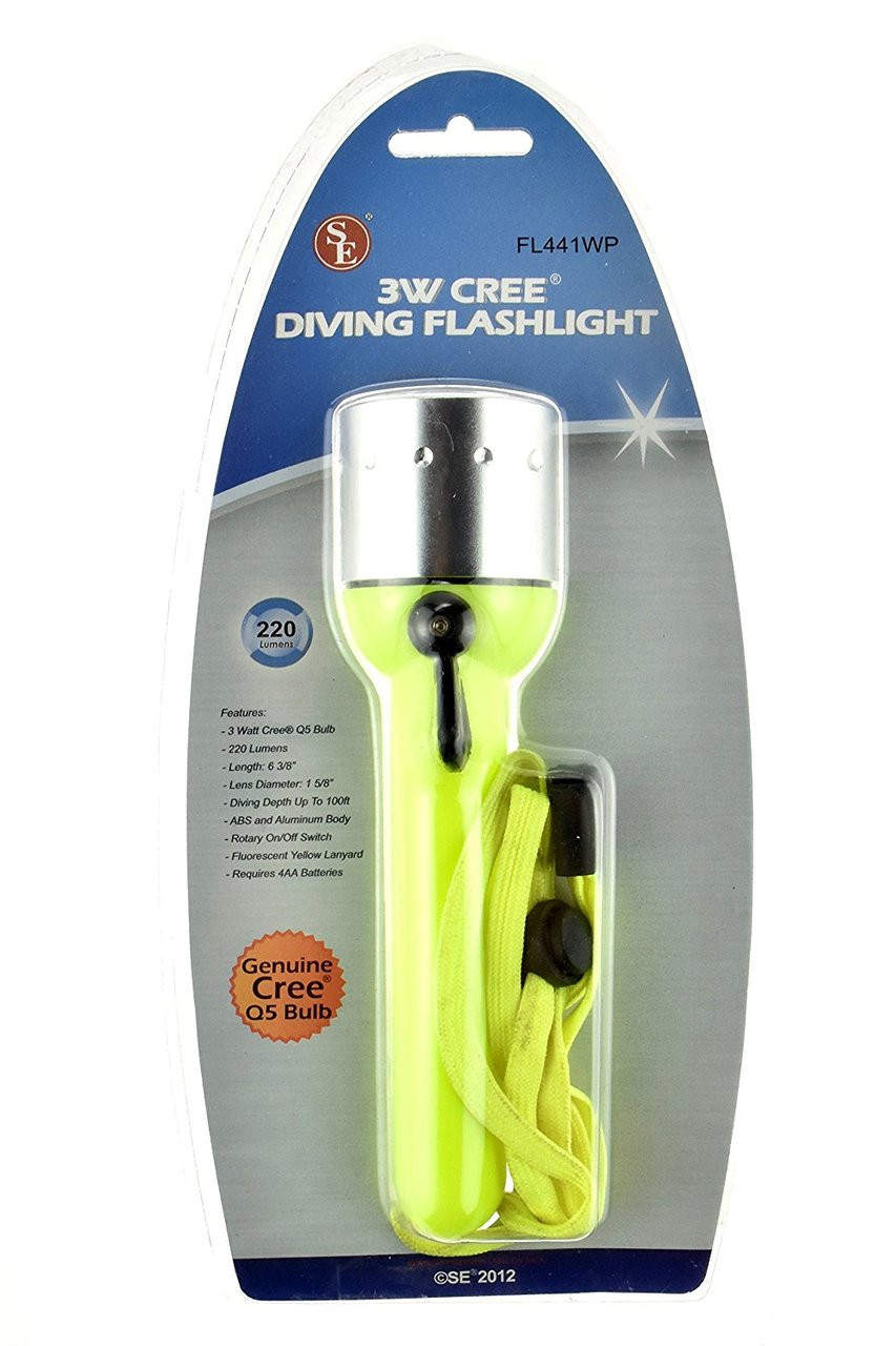 SE 3W Cree Diving Flashlight in Fluorescent Yellow - Polarized World