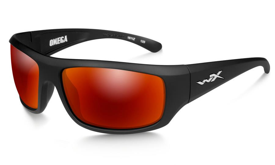 Wiley-X Omega Sunglasses in Matte-Black with Polarized Crimson Mirror ...