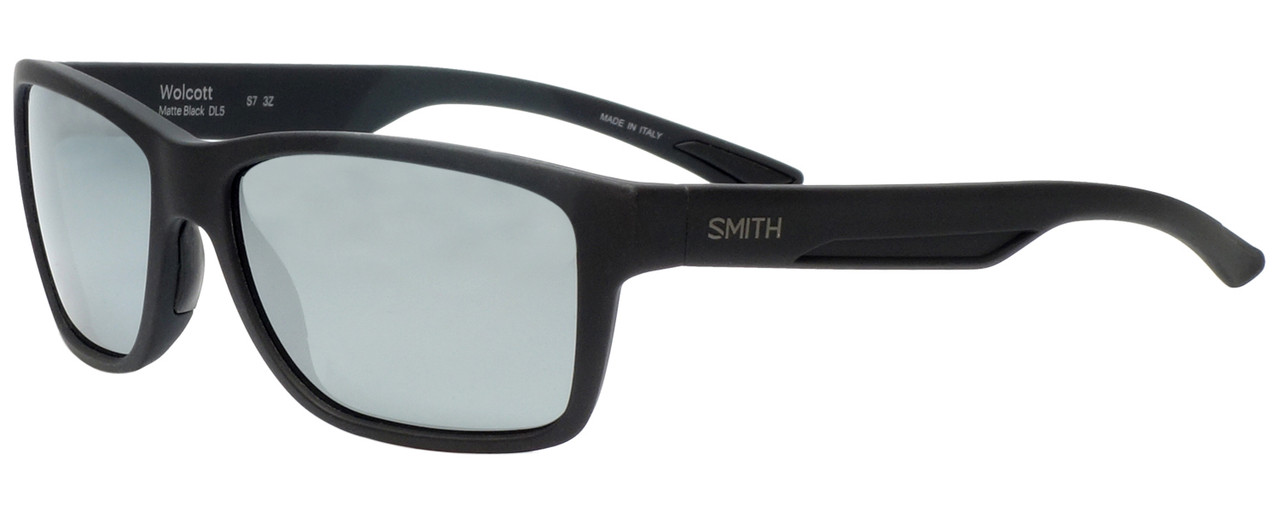 Smith WOLCOTT Square Sunglasses Matte Black/Polarized Platinum Silver ...