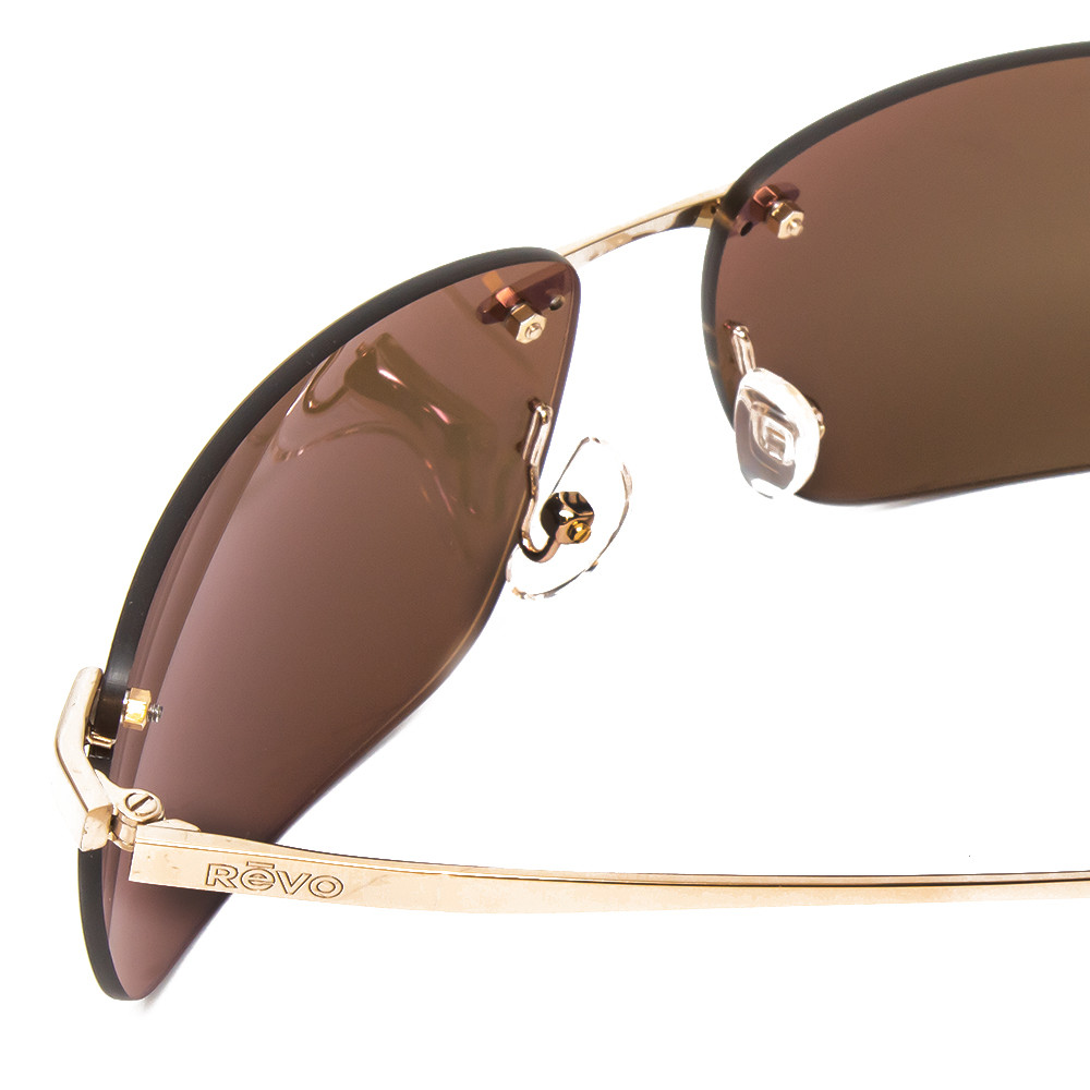 REVO Descend Z Polarized Oval Rimless Sunglasses Gold/Champagne Gold ...