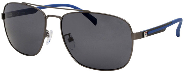 FILA SF8493 Unisex Aviator Sunglasses Gun Metal Silver Blue/Polarized ...