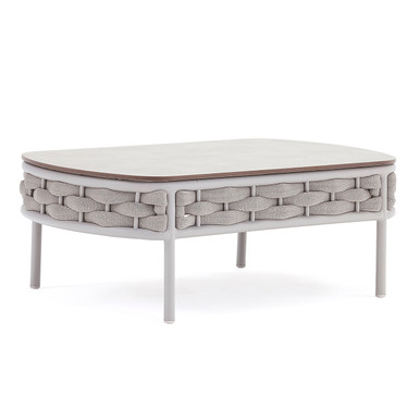Loop Greige Aluminum and Max Rope 42 x 27 in. Coffee Table - Fortunoff B2B