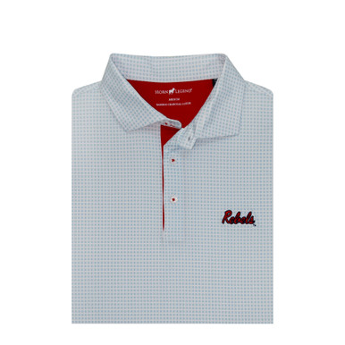 Ole Miss Rebels Script White Four Square Polo