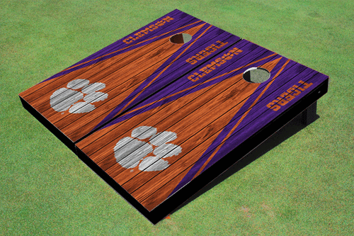 Clemson University Orange And Purple Wood Look Matching Triangle ...