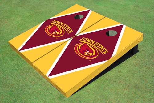 Iowa State University Cyclone Red And Yellow Matching Diamond Cornhole ...