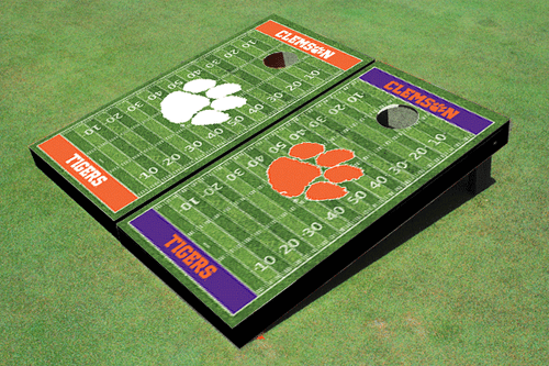 Clemson University Alternating Football Field Custom Cornhole Boards