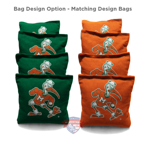 University Of Miami "Sebastian The Ibis" Cornhole Bags