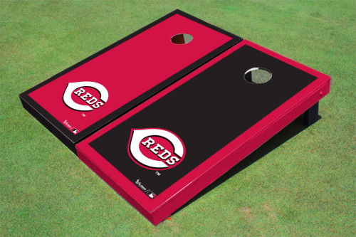 Cincinnati Reds "Reds" Alternating Border Cornhole Boards