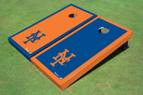 New York Mets NY Alternating Border Cornhole Boards