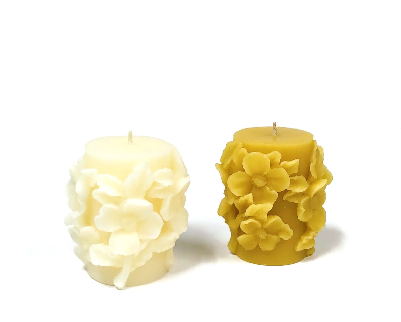 Beeswax Pillar Candles | Solid Beeswax Floral Bloom Pillar