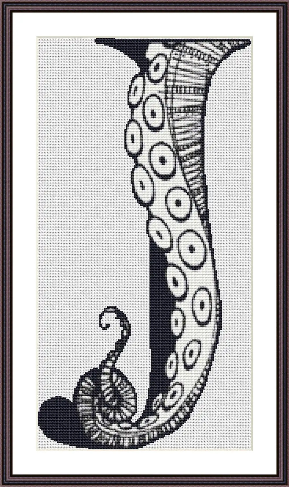 Letter J - Tentacle Alphabet cross stitch pattern | Unconventional X Stitch
