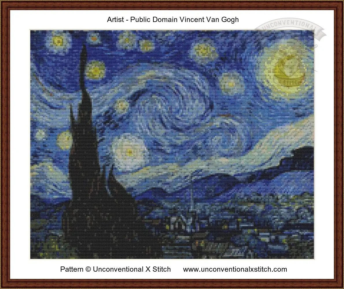 The Starry Night cross stitch pattern | Unconventional X Stitch