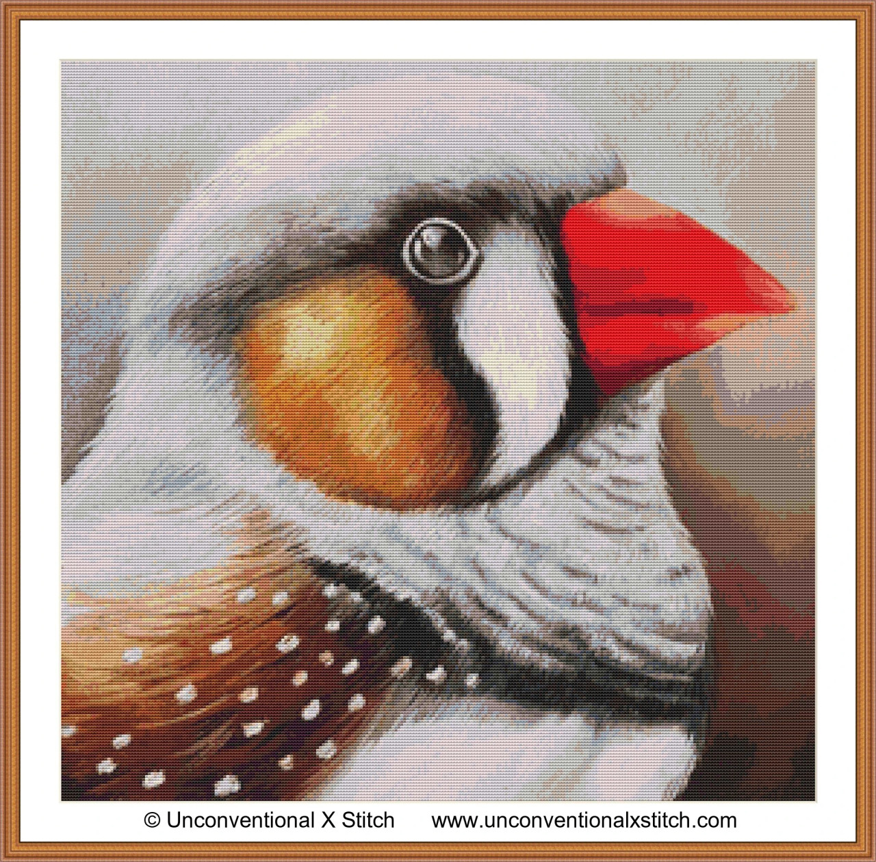 Zebra Finch cross stitch pattern | Unconventional X Stitch