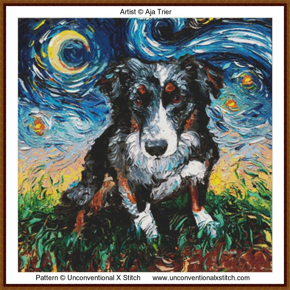 Australian Shepherd cross stitch pattern | Unconventional X Stitch