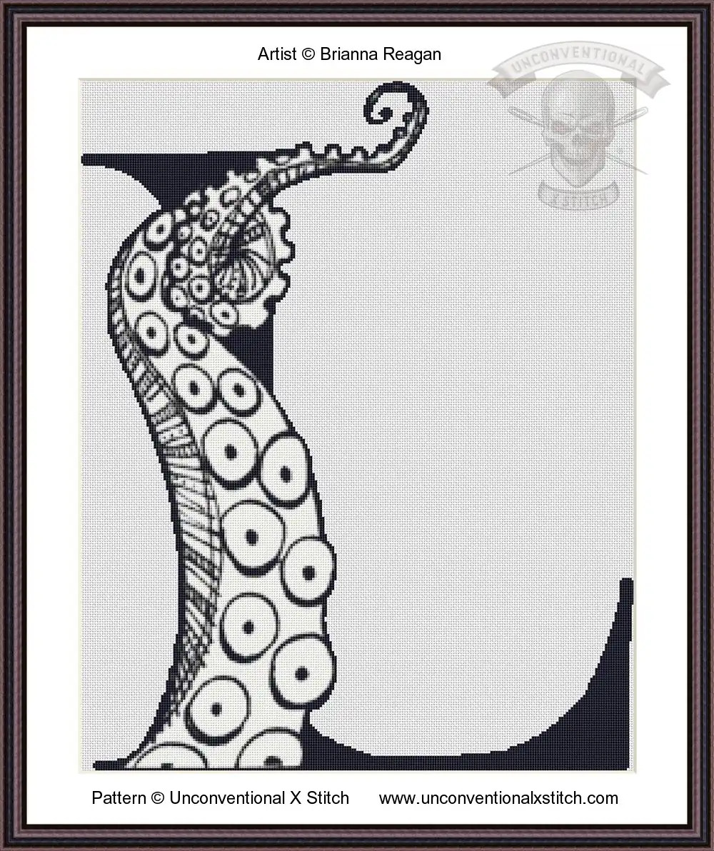Letter L - Tentacle Alphabet cross stitch pattern | Unconventional X Stitch