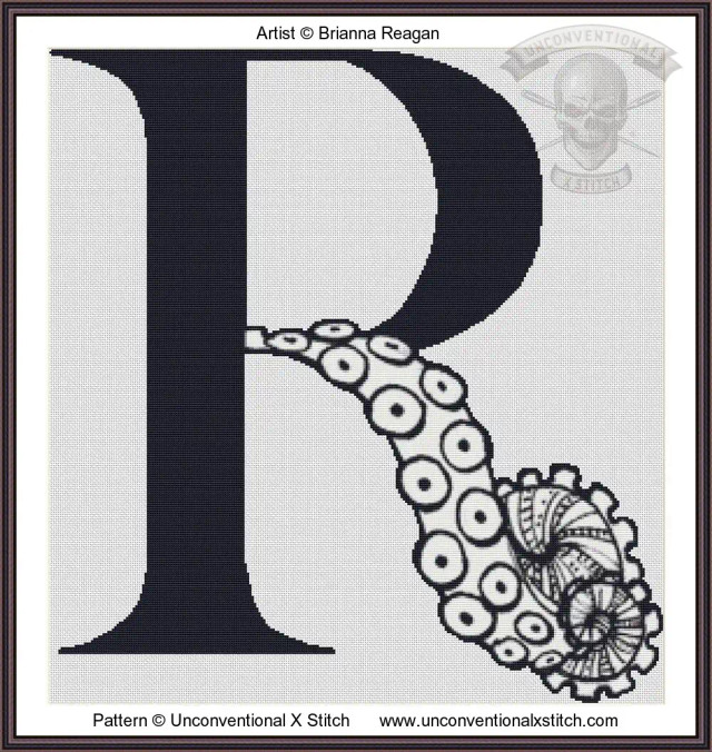 Letter R - Tentacle Alphabet cross stitch pattern | Unconventional X Stitch