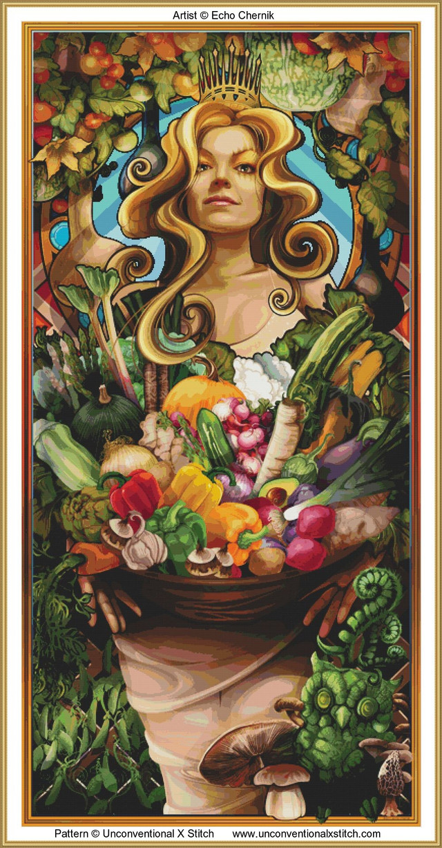 Green Goddess cross stitch pattern | Unconventional X Stitch