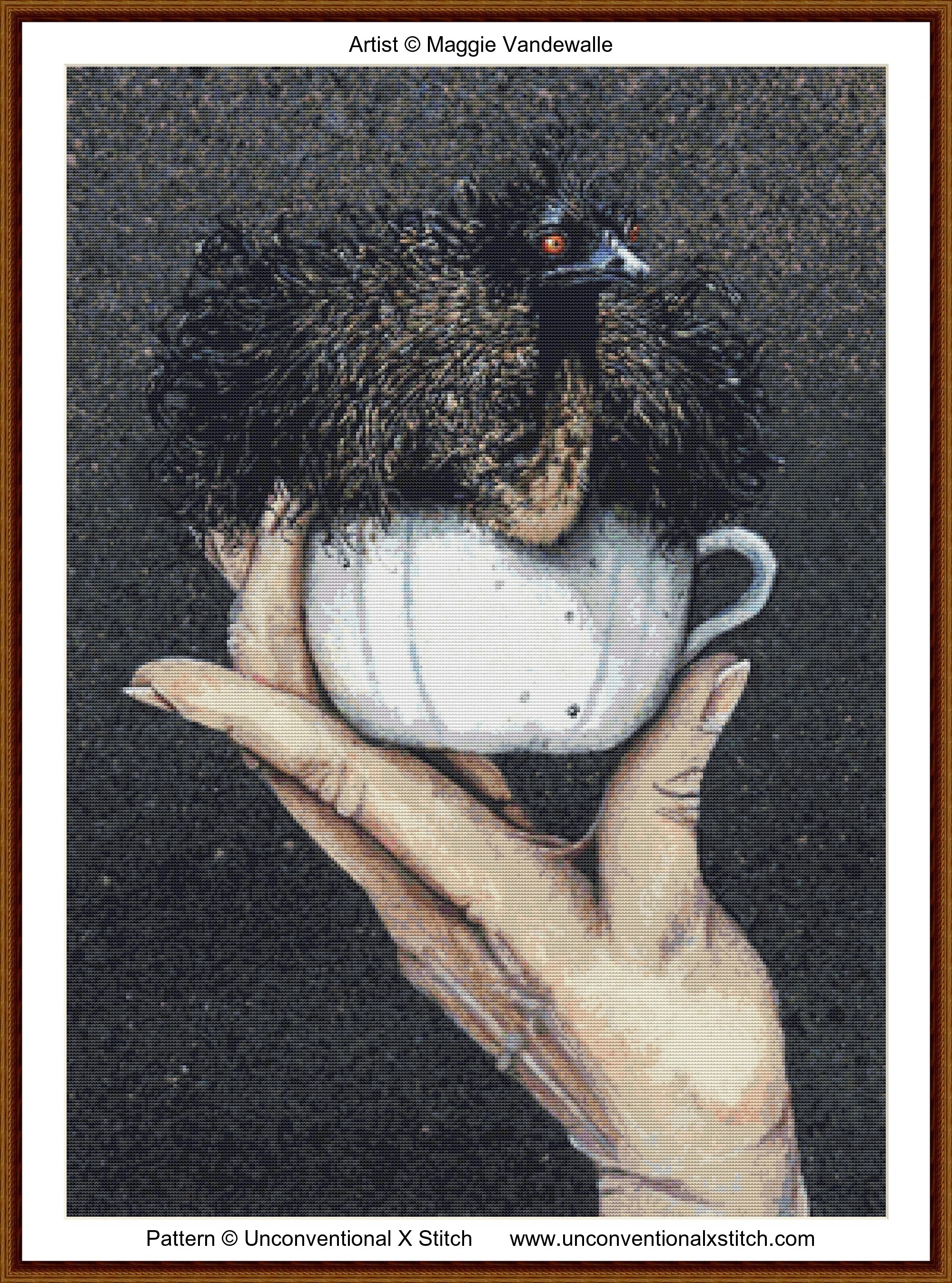 Teacup Emu cross stitch pattern | Unconventional X Stitch