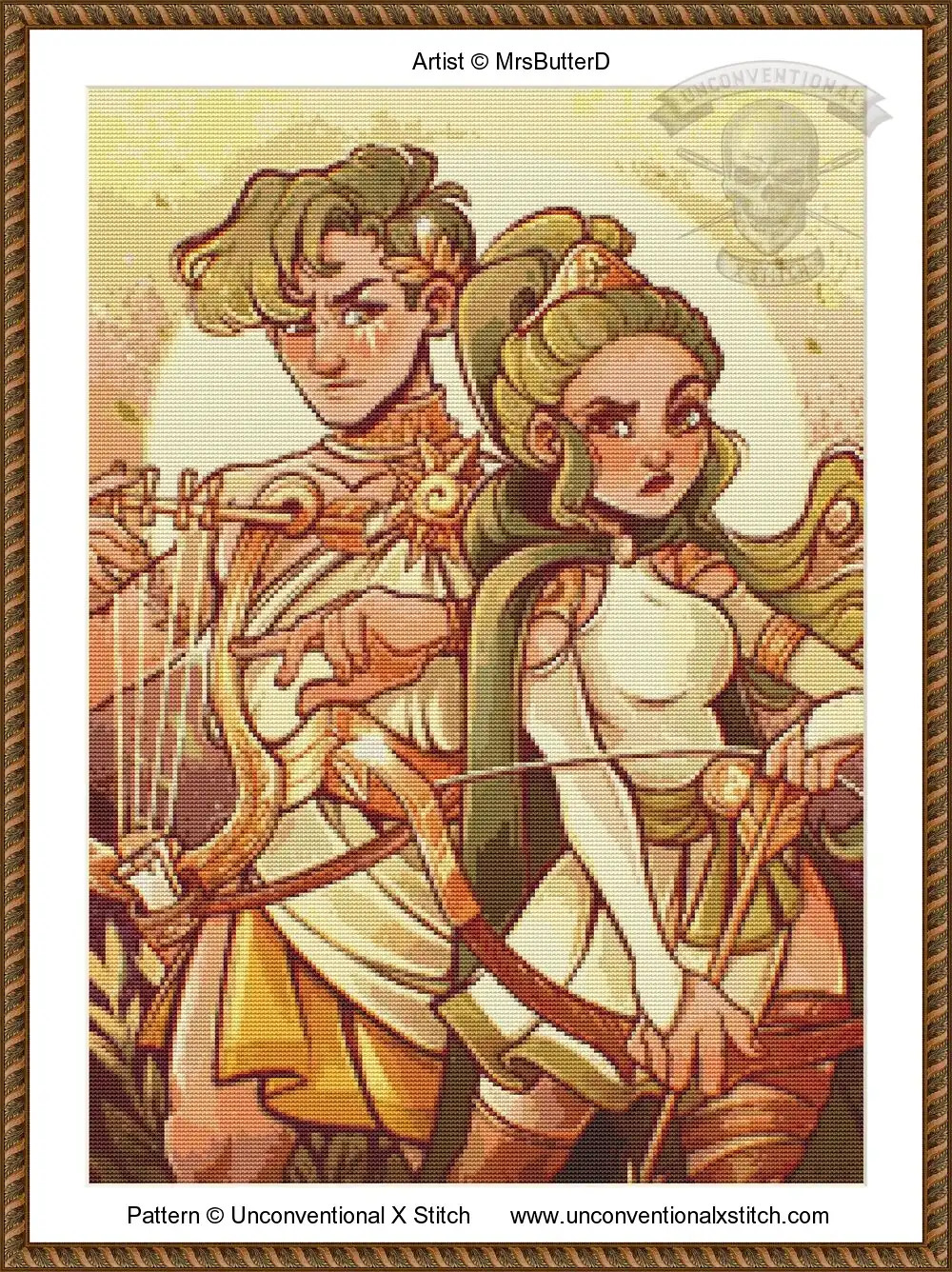 Artemis and Apollo MINIATURE cross stitch pattern | Unconventional X Stitch