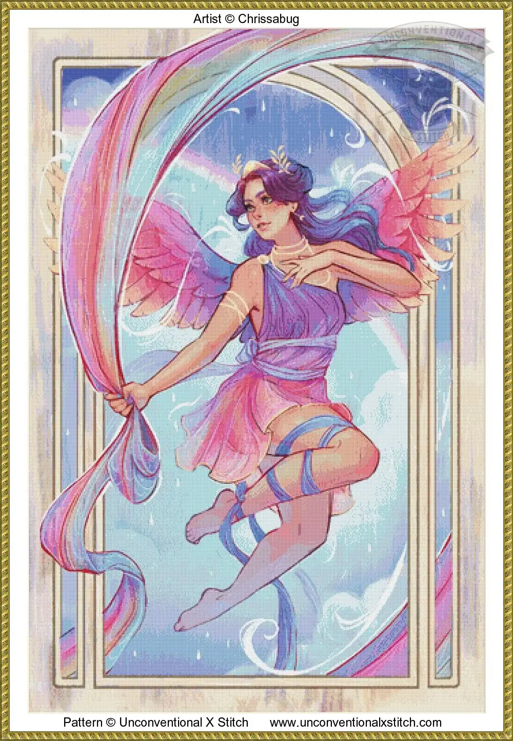 iris Rainbow Goddess cross stitch pattern | Unconventional X Stitch