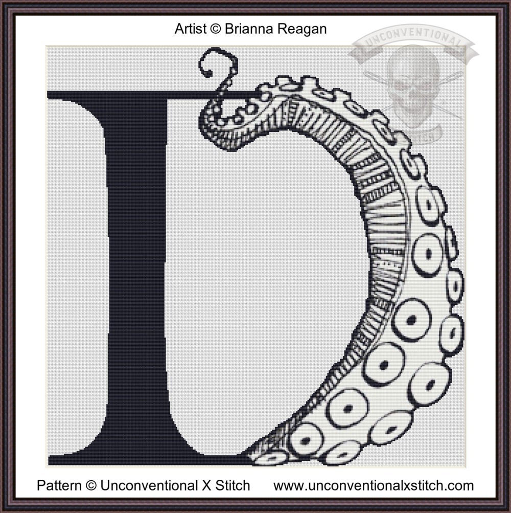 Letter D - Tentacle Alphabet cross stitch pattern | Unconventional X Stitch
