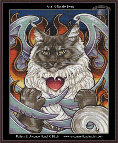 The Cat Phoenix cross stitch pattern | Unconventional X Stitch