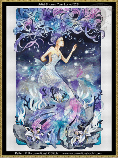 Cosmic Mermay cross stitch pattern | Unconventional X Stitch