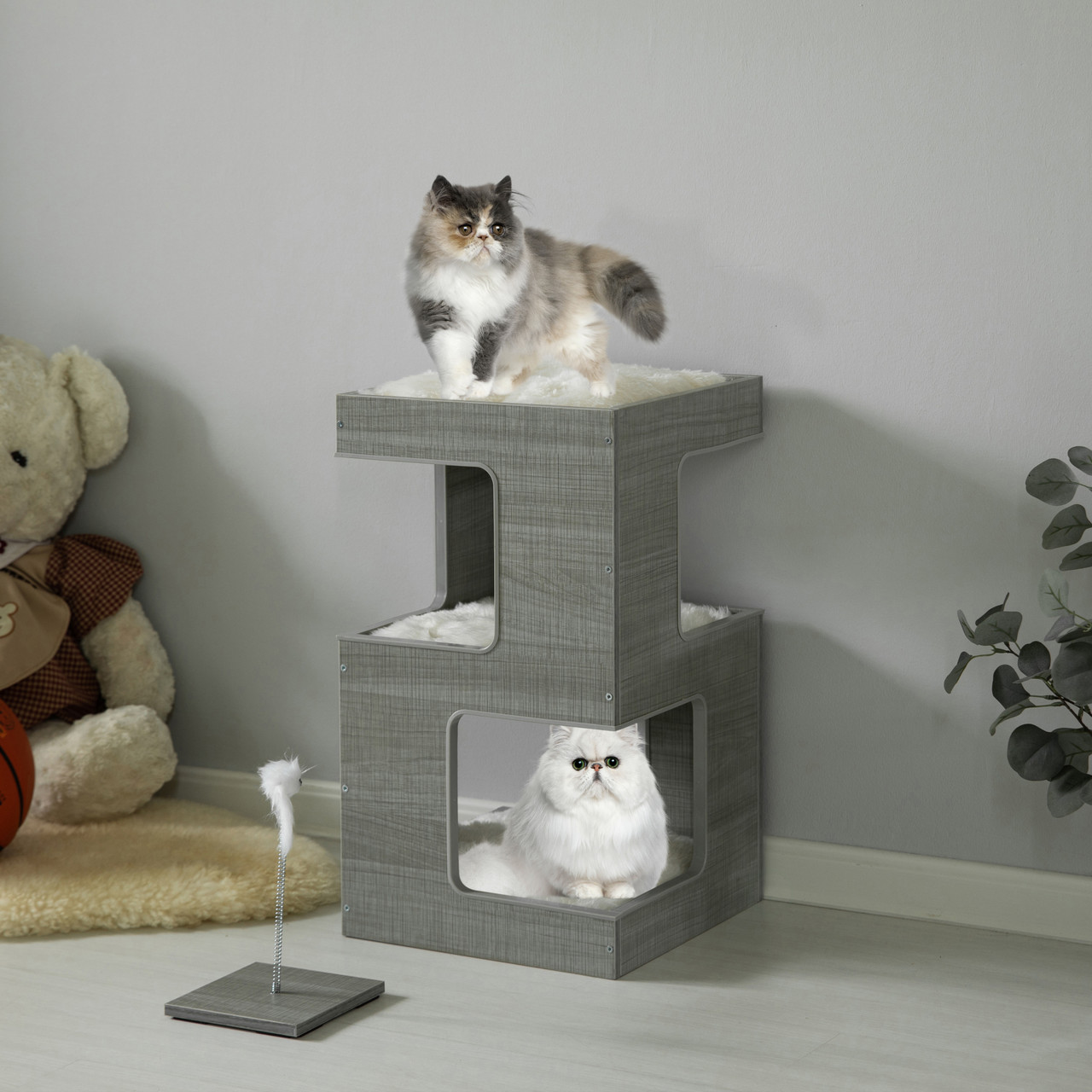 Multi Level Modern Cat Tall Climbing Tree House for Indoor Cats ...