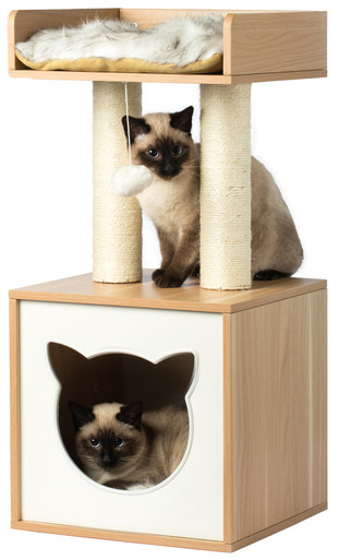 Cat Tree Play House Condo Cube Cave, Platform, Scratcher Post and Ball ...